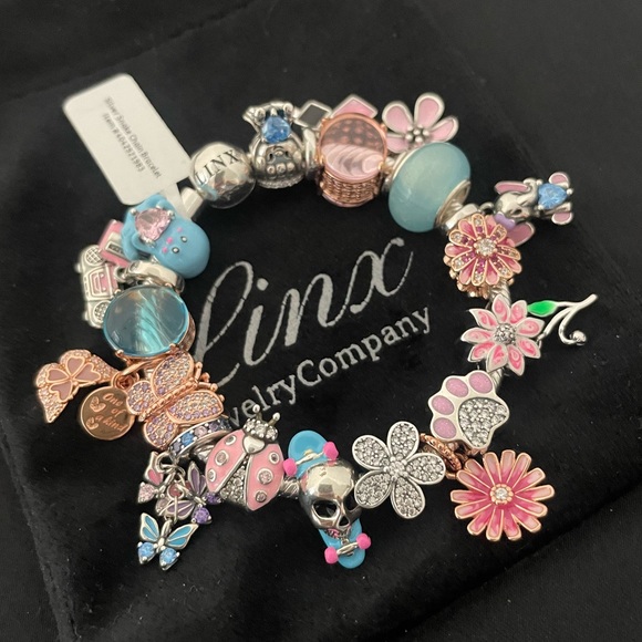 Linx | Jewelry | Linx Snake Chain Bracelet With Pale Pink And Baby Blue ...